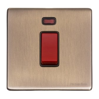 Heritage Brass Vintage Antique Brass 45A DP Cooker Switch and Neon on a ...