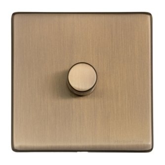 Heritage Brass Vintage Antique Brass 1 Gang 250W Dimmer with Antique ...