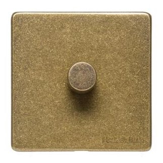 Heritage Brass Vintage Rustic Brass 1 Gang LED Dimmer with Rustic Brass ...