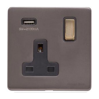 Heritage Brass Verona Matt Bronze 13A Single Socket and USB Outlet with ...