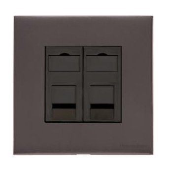 Heritage Brass Windsor Matt Bronze 2 Gang RJ45 Socket with Black ...