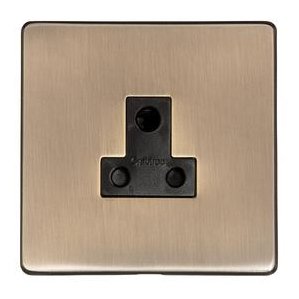 Heritage Brass Vintage Antique Brass 5A Round 3 Pin Socket with Black ...