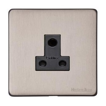 Heritage Brass Vintage Aged Pewter 5A Round 3 Pin Socket with Black ...