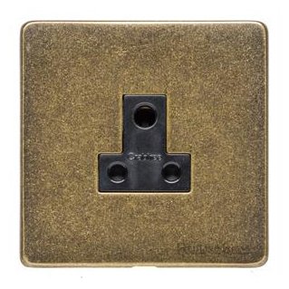 Heritage Brass Vintage Rustic Brass 5A Round 3 Pin Socket with Black ...
