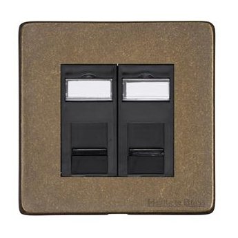 Heritage Brass Vintage Rustic Brass 2 Gang Secondary Telephone Socket ...