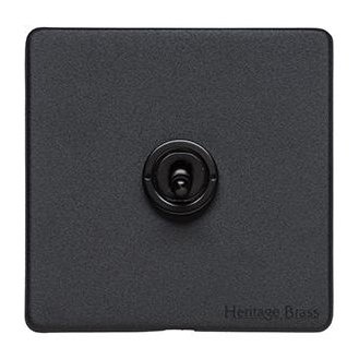 Heritage Brass Vintage Matt Black 1 Gang 20A Switch with Matt Black ...