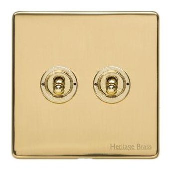 Heritage Brass Vintage Polished Brass 2 Gang 20A Switch with Polished ...