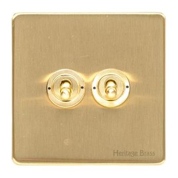 Heritage Brass Vintage Satin Brass 2 Gang 20A Switch with Satin Brass ...