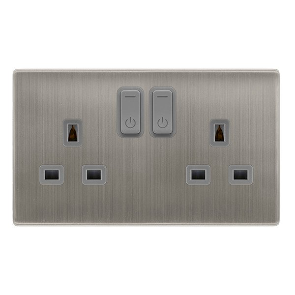 Click Smart+ 2 Gang 13A Smart Switched Socket (SFSS30036BK) | UKES