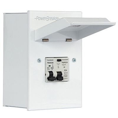 PowerBreaker Shower Consumer Unit - 63A RCD, 50A MCB (PBSU) | UKES