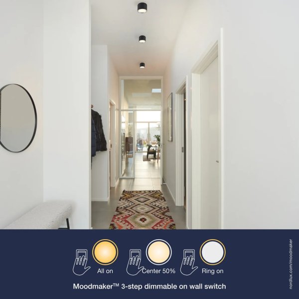 Nordlux Fallon 2700K 3-Step Moodmaker Black/Steel LED Ceiling Light | UKES