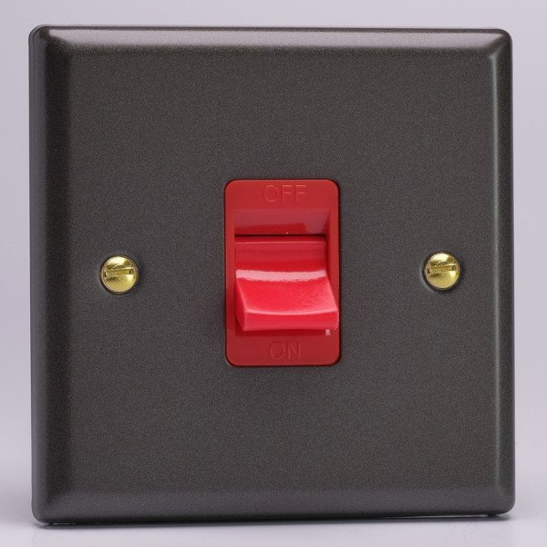Varilight Vogue Slate Grey 1 Gang 45A DP Cooker Switch | UKES