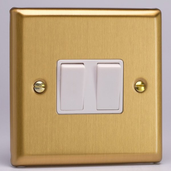 Varilight Classic Brushed Brass 2 Gang 10A Intermediate Switch with ...