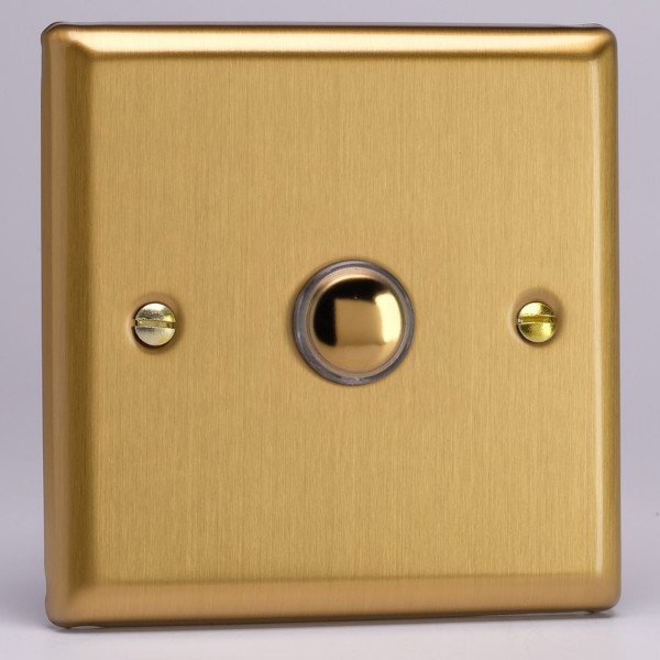 Varilight Classic Brushed Brass 1 Gang 6A 1 Way Push-to-Make Momentary ...