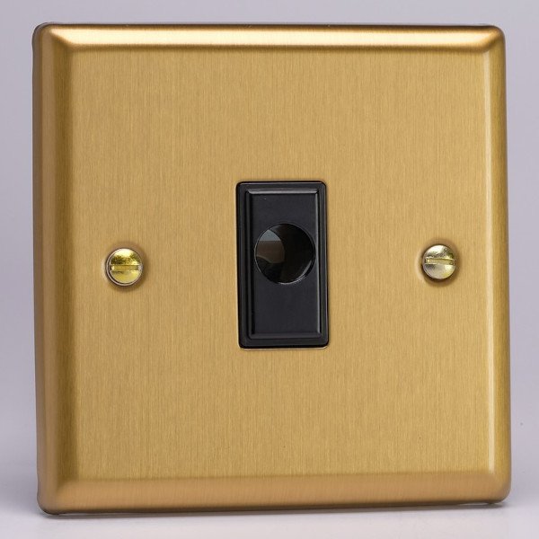 Varilight Classic Brushed Brass 16A Flex Outlet with Black Insert | UKES