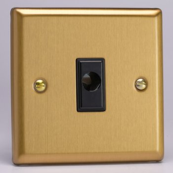 Varilight Classic Brushed Brass 16A Flex Outlet with Black Insert | UKES