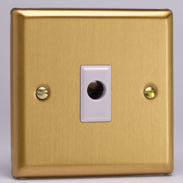 Varilight Classic Brushed Brass 16A Flex Outlet with White Insert | UKES