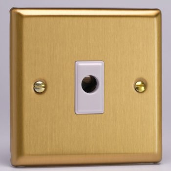 Varilight Classic Brushed Brass 16A Flex Outlet with White Insert | UKES
