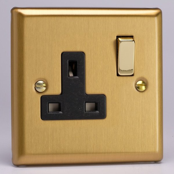 Varilight Classic Brushed Brass 1 Gang 13A Double Pole Switched Socket ...