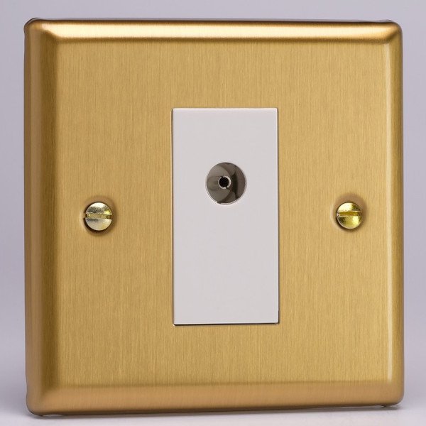 Varilight Classic Brushed Brass 1 Gang Isolated Co-Axial TV Socket with ...