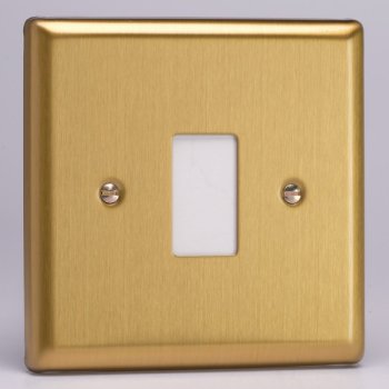 Varilight Classic Brushed Brass 1 Gang Single Plate Powergrid Faceplate ...