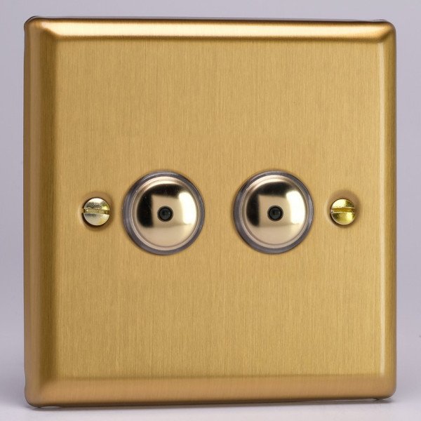 Varilight Classic V-Pro IR Brushed Brass 2 Gang 1 Way 0-100W Remote ...