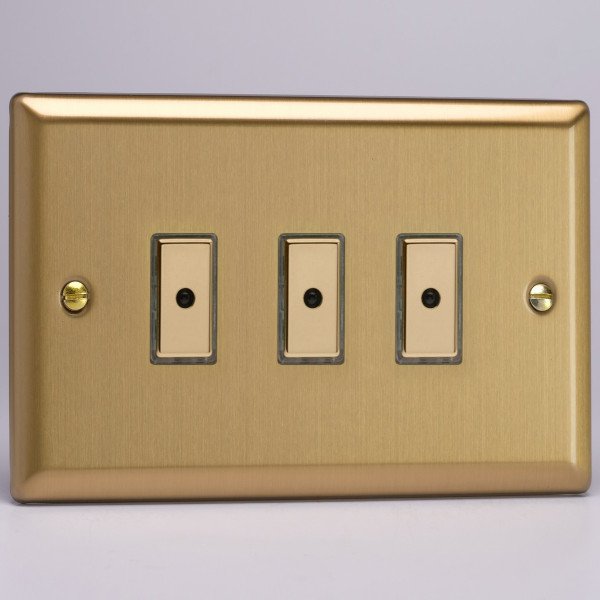 Varilight Classic V-Pro Multi-Point Brushed Brass 3 Gang 1 Way 0-100W ...