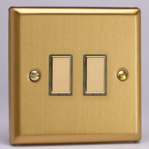 Varilight Classic V-Pro Multi-Point Brushed Brass 2 Gang Tactile Touch ...