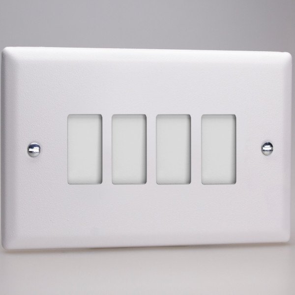 Varilight PowerGrid Urban Chalk White 4 Gang Faceplate | UKES