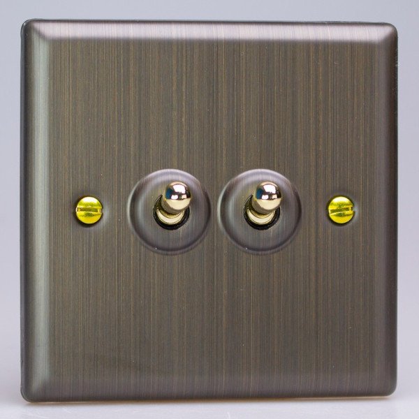 Varilight Urban Antique Brass 2 Gang, 10A Intermediate Toggle Switch ...