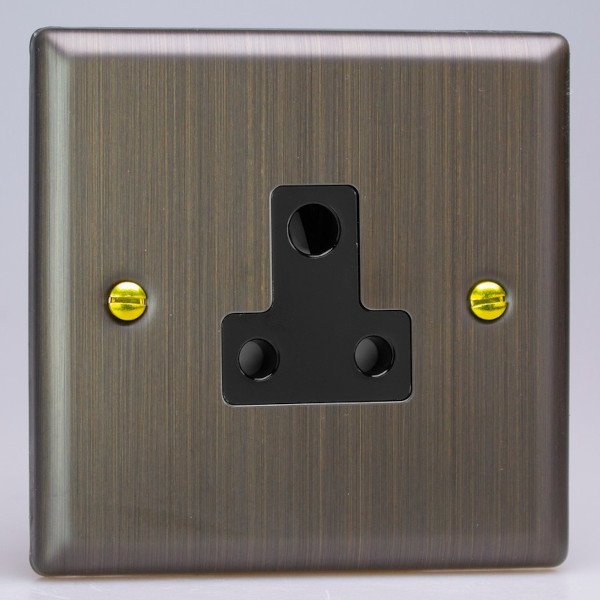 Varilight Urban Antique Brass 1 Gang 5A Round Pin Socket with Black ...
