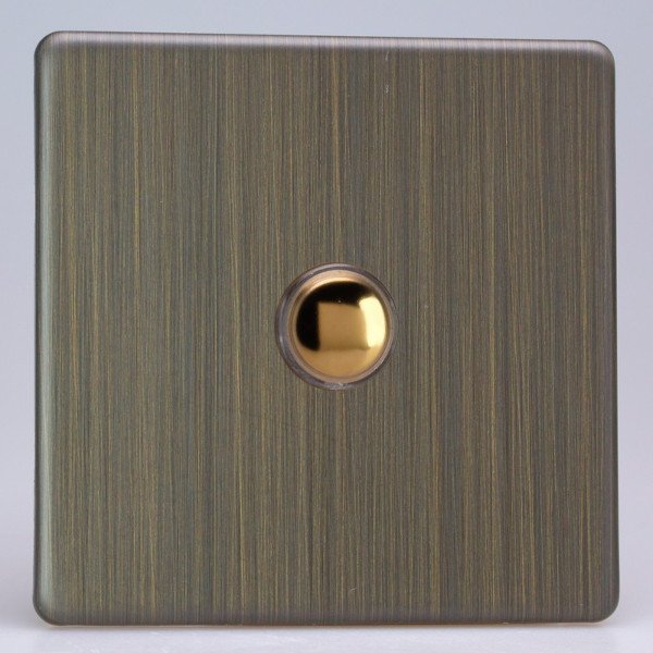 Varilight Urban Screwless Antique Brass 1 Gang 6A 2 Way Push-On/Off ...