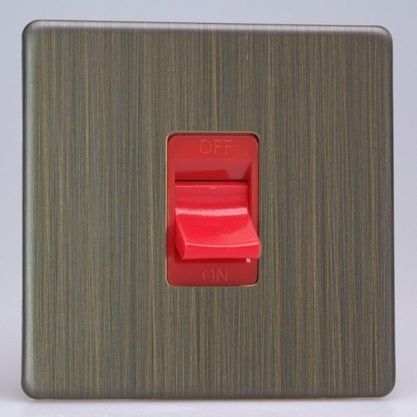 Varilight Urban Screwless Antique Brass 1 Gang 45A Double Pole Cooker ...