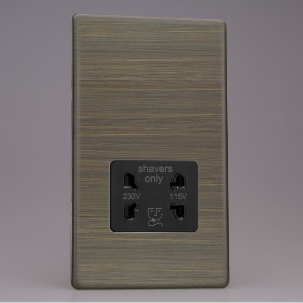 Varilight Urban Screwless Antique Brass Dual Voltage Shaver Socket with ...