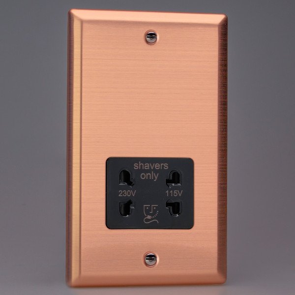 Varilight Urban Brushed Copper Dual Voltage Shaver Socket with Black ...