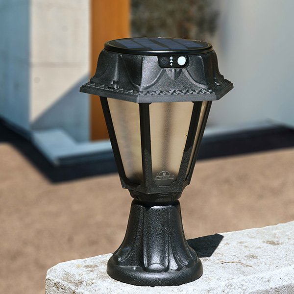 Fumagalli Rosetta Minilot Solar Settable CCT Black LED Pedestal Lantern ...