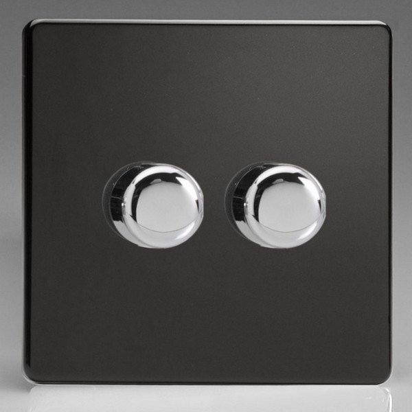 Varilight Screwless V-Pro Smart Premium Black 2 Gang 100W LED Non-WiFi ...