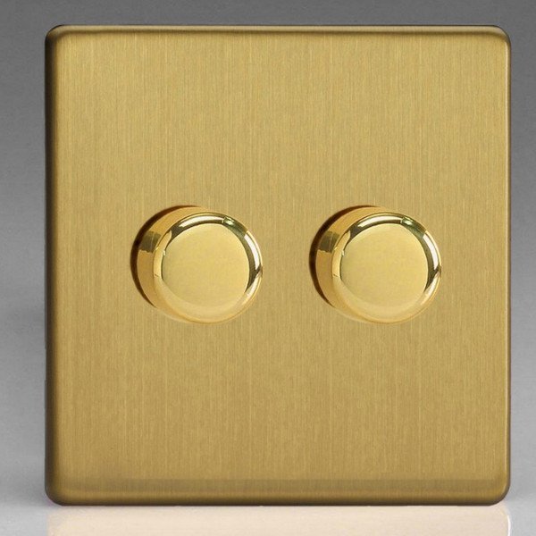 Varilight Screwless V-Pro Smart Brushed Brass 2 Gang 100W LED WiFi ...