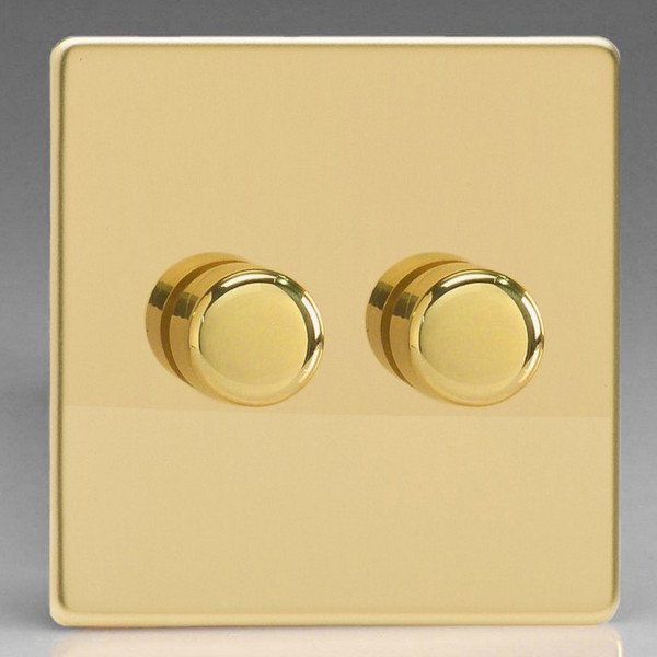 Varilight Screwless V-Pro Smart Polished Brass 2 Gang 100W LED WiFi ...