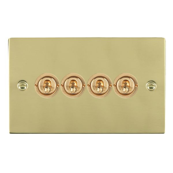 Hamilton Sheer Polished Brass 4 Gang 20AX 2 Way Toggle Switch with ...