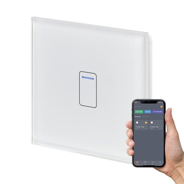 Retrotouch Crystal+ 1 Gang Wi-Fi Touch Light Switch with White Glass | UKES