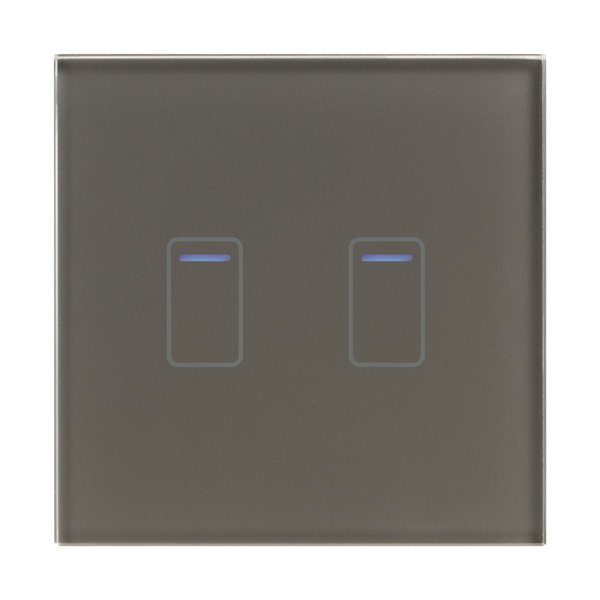 Retrotouch Crystal+ 2 Gang Wi-Fi Touch Light Switch with Grey Glass | UKES