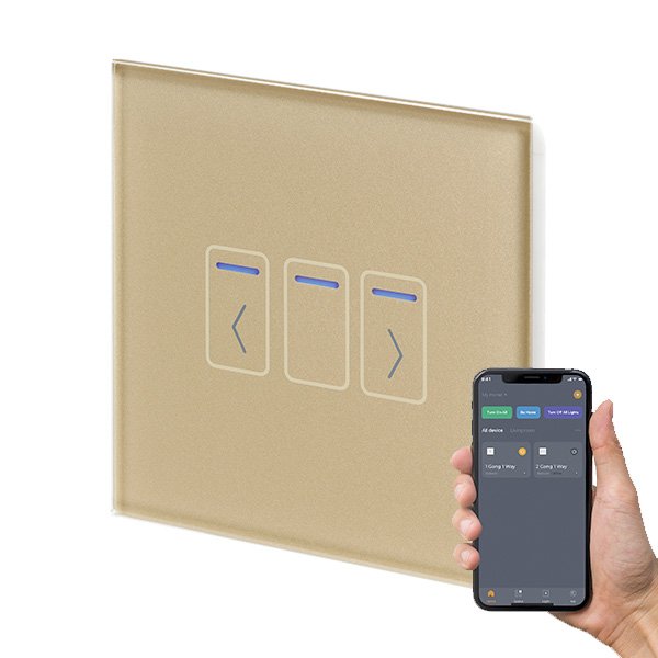 Retrotouch Crystal+ 1 Gang Wi-Fi Touch Shutter Switch with Brass Glass ...