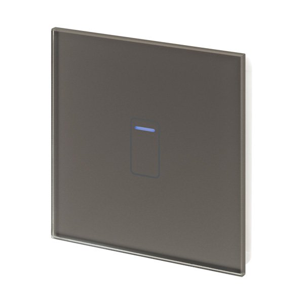 Retrotouch Crystal 1 Gang 1 Way Touch Light Switch with Grey Glass | UKES