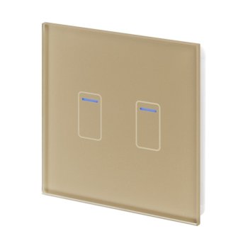 Retrotouch Crystal 2 Gang 1 Way Touch Light Switch with Brass Glass | UKES