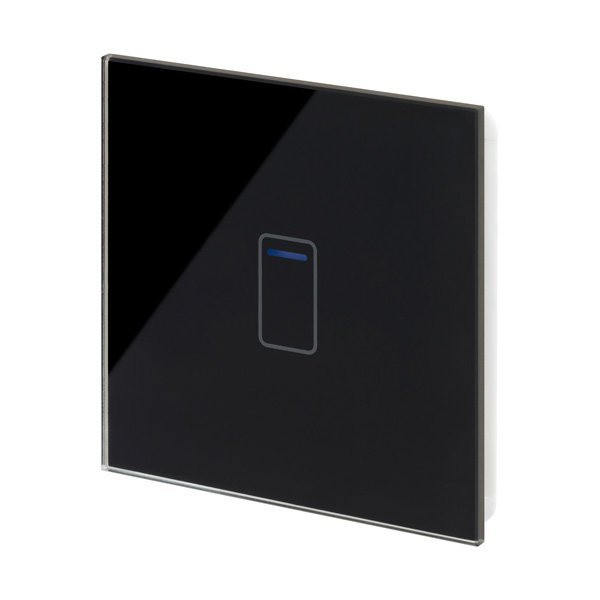 Retrotouch Crystal 1 Gang 2 Way Touch Light Switch with Black Glass | UKES