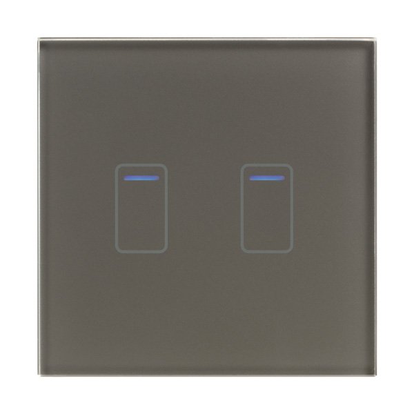 Retrotouch Crystal 2 Gang 2 Way Touch Light Switch with Grey Glass | UKES