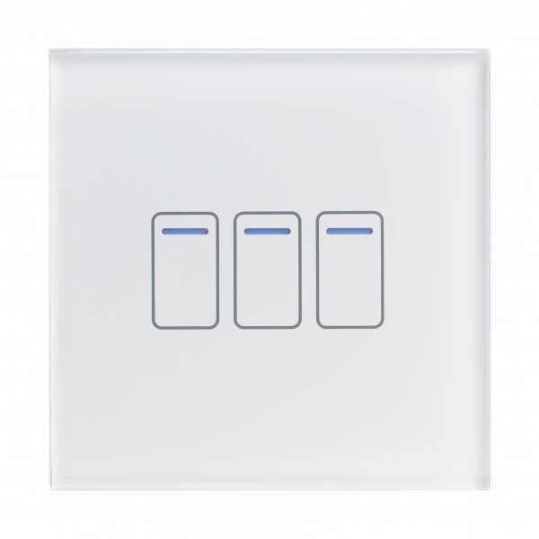 Retrotouch Crystal 3 Gang 2 Way Touch Light Switch with White Glass | UKES
