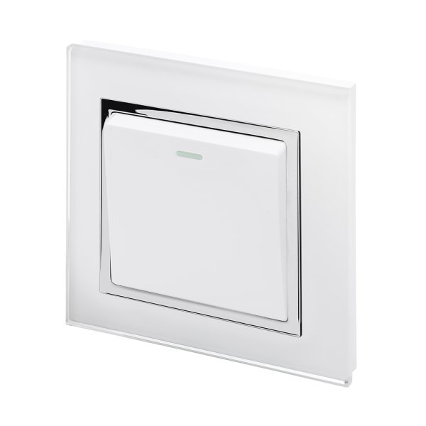 Retrotouch Crystal 1 Gang Retractive/Pulse Light Switch with White ...