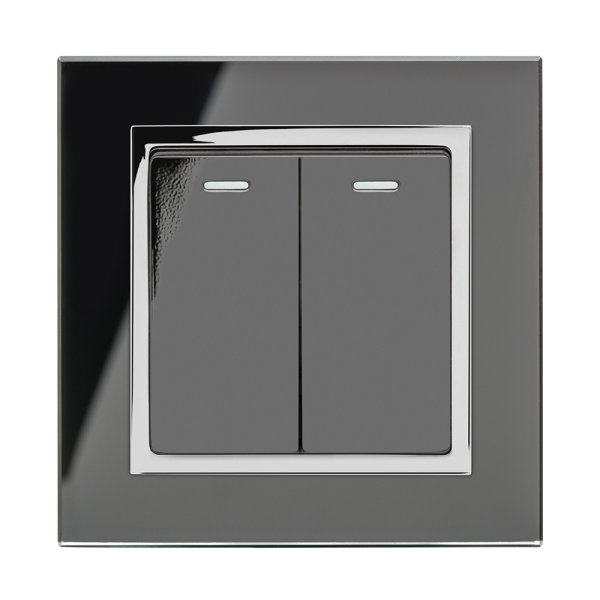 Retrotouch Crystal 2 Gang Retractive/Pulse Light Switch (00223) | UKES